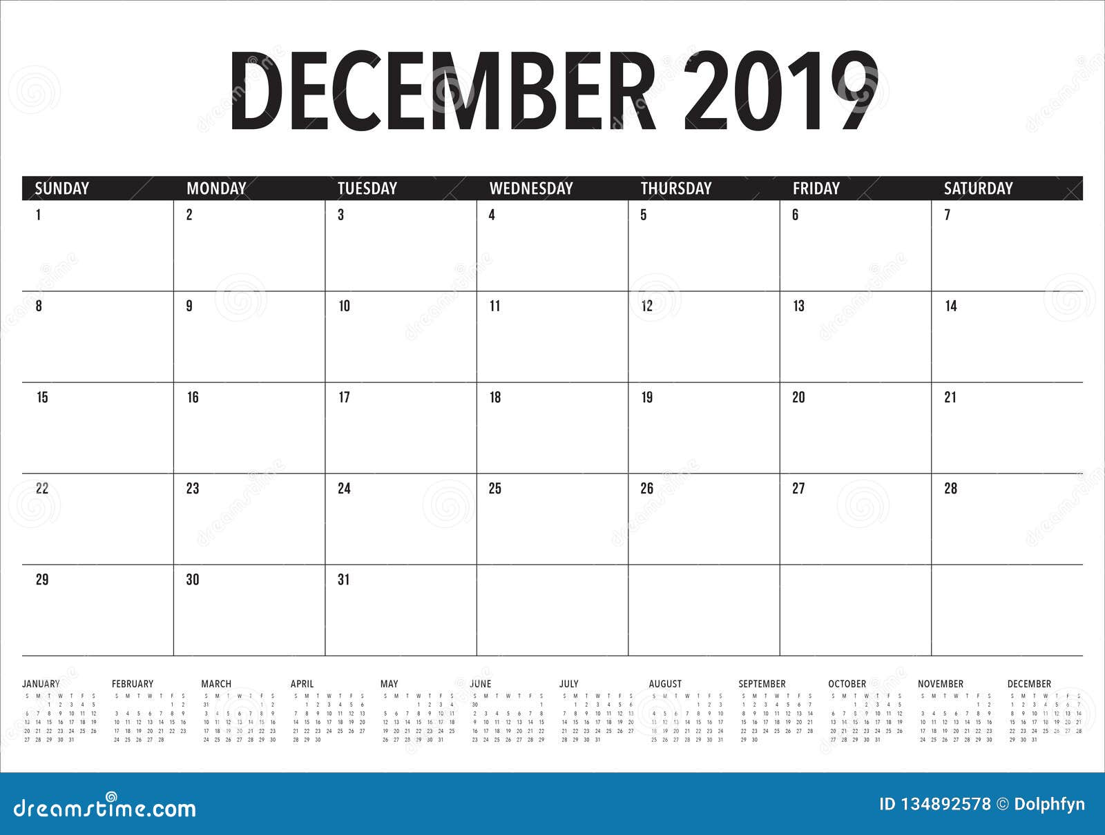 December 2019 Desk Calendar Vector Illustration Stock Vector ...