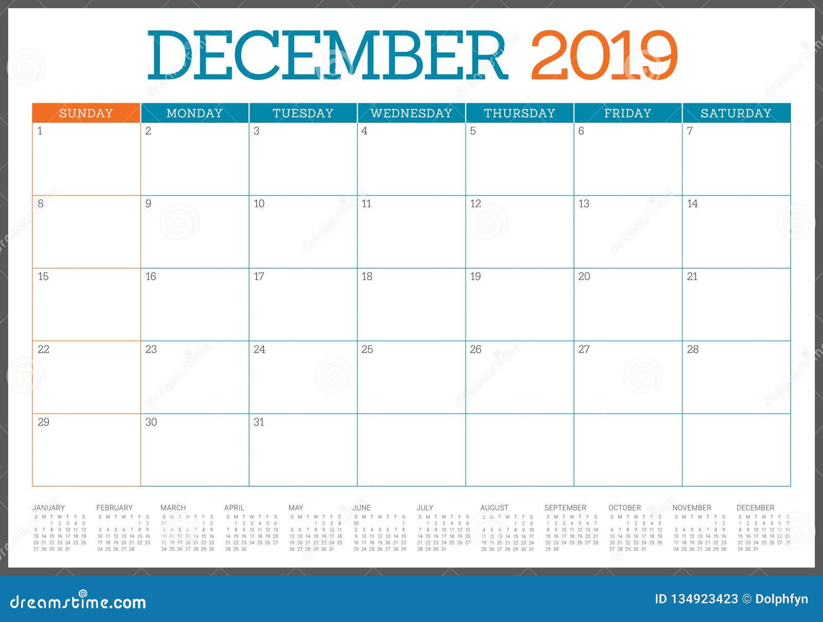 December 2019 Desk Calendar Vector Illustration Stock Vector ...