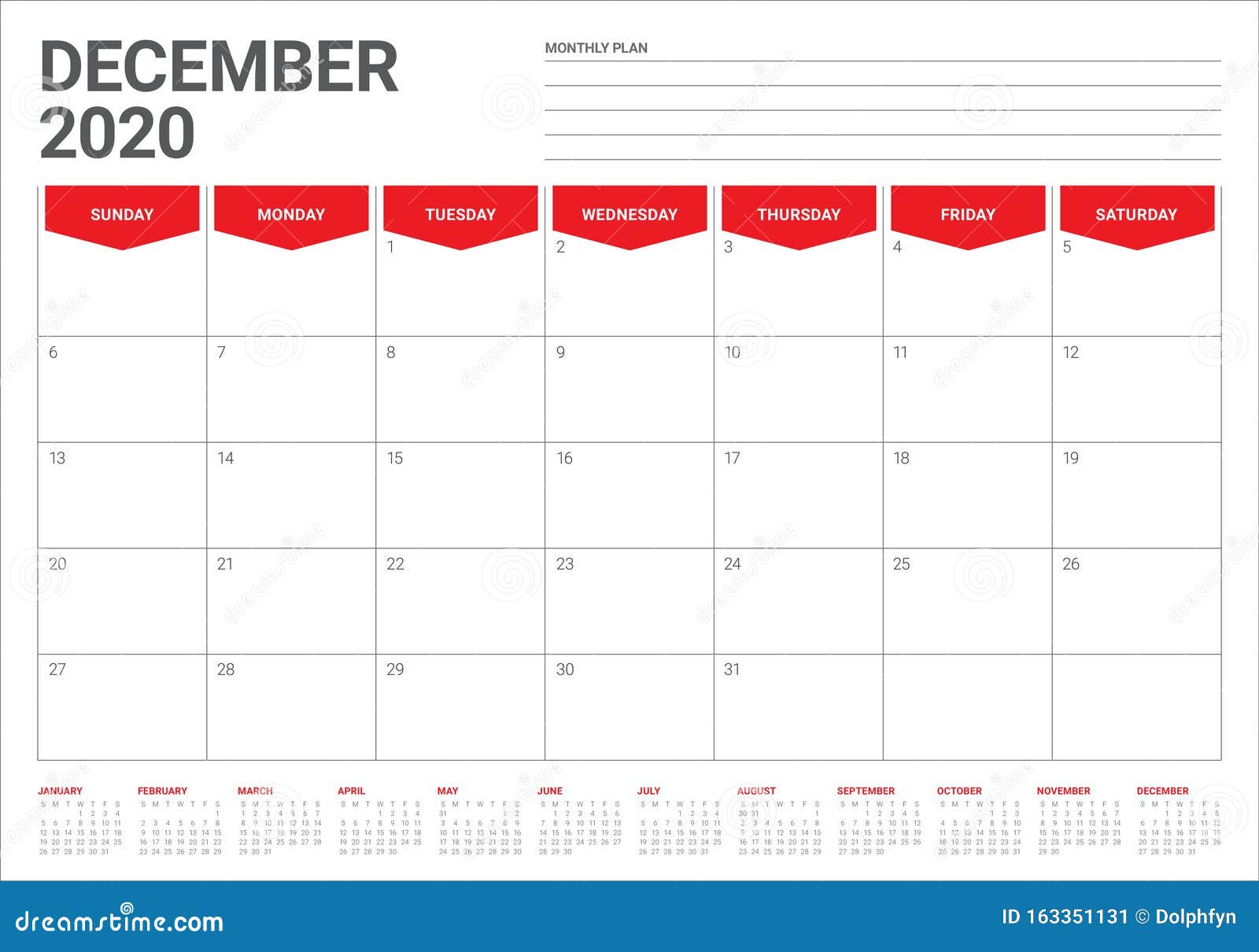 December 2020 Desk Calendar Vector Illustration Stock Vector ...