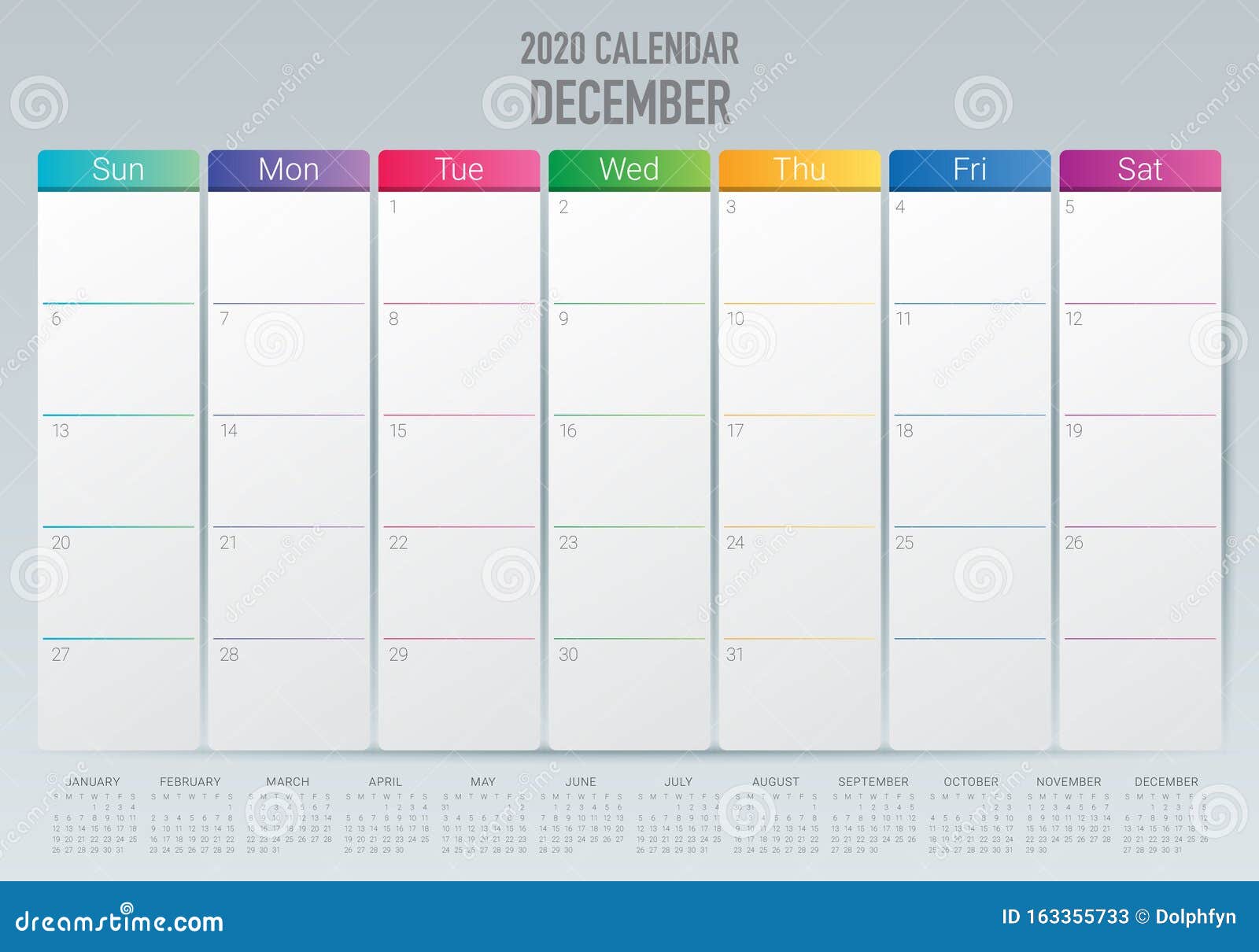 December 2020 Desk Calendar Vector Illustration Stock Vector ...