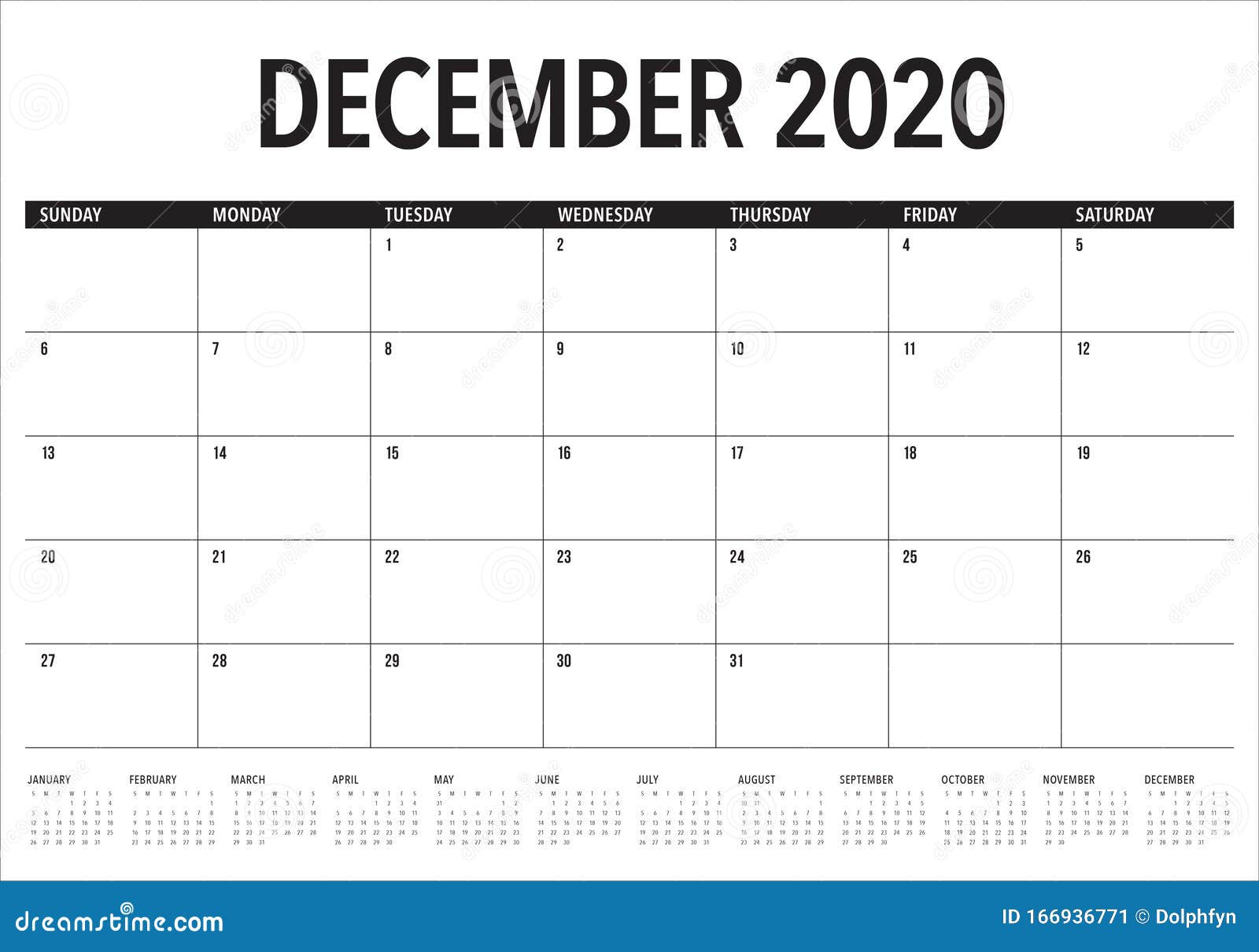 December 2020 Desk Calendar Vector Illustration Stock Vector ...