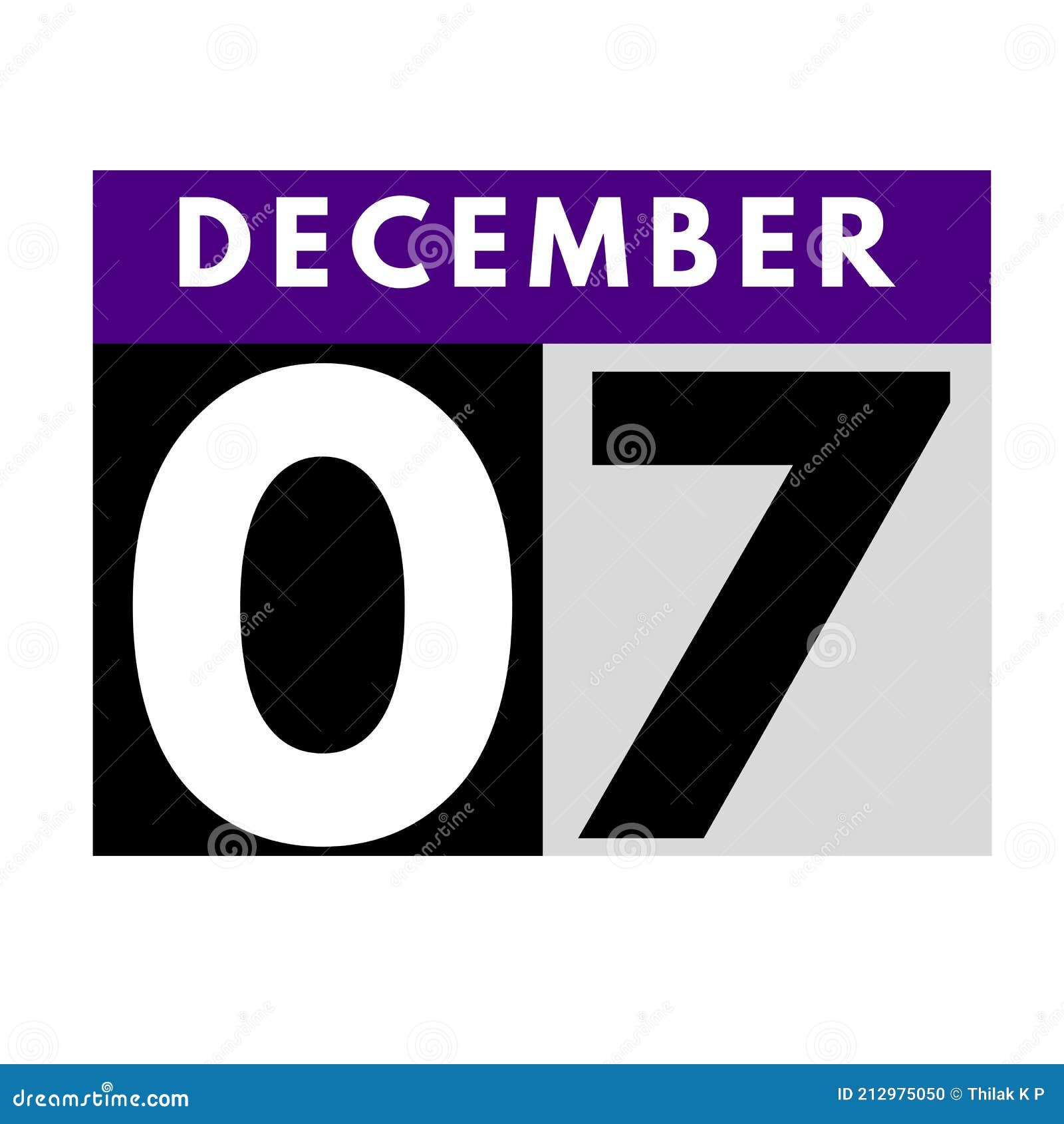 December 7 . Flat Modern daily Calendar Icon .date ,day, Month Stock ...