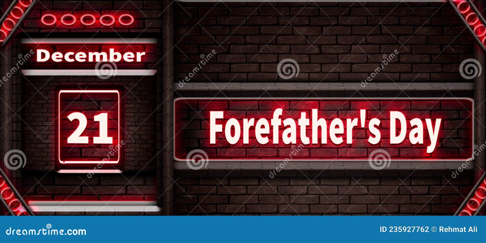 21 December, Forefather S Day, Neon Text Effect on Bricks Background ...