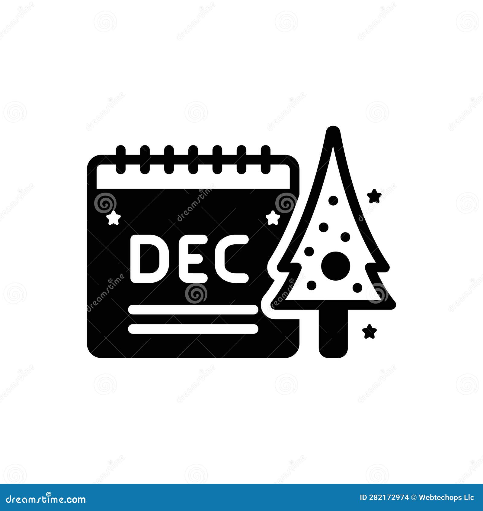 Black Solid Icon for December, Calendar and Reminder Stock Illustration ...