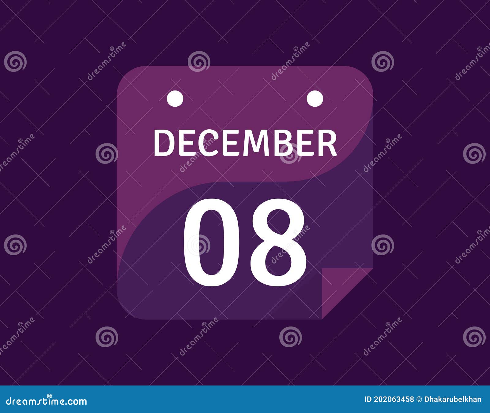 8 December, December 8 Icon Single Day Calendar Vector Illustration ...