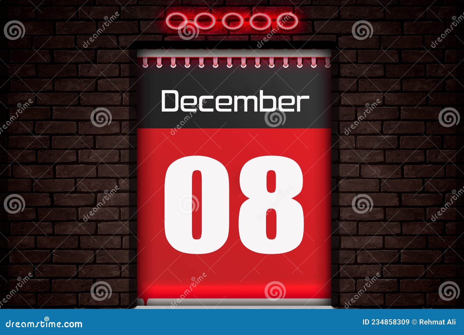 December 08. Image of December, Calendar on Bricks Background with ...