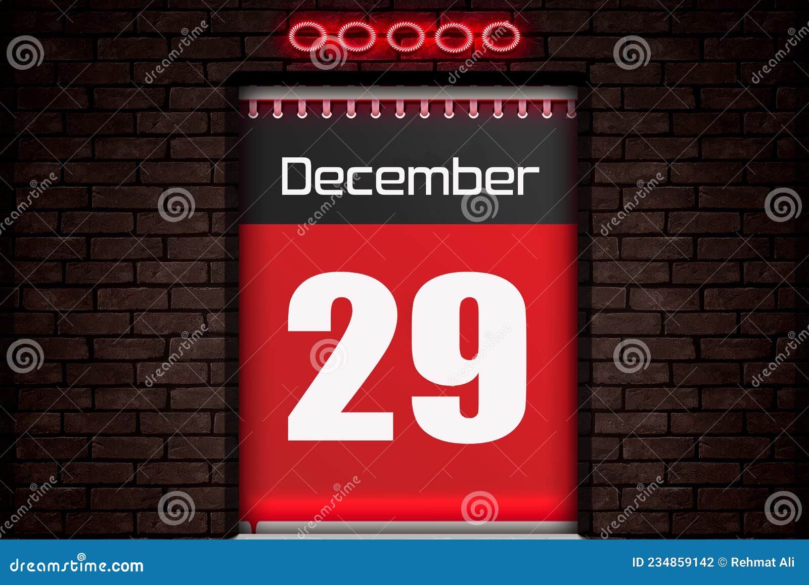 December 29. Image of December, Calendar on Bricks Background with ...