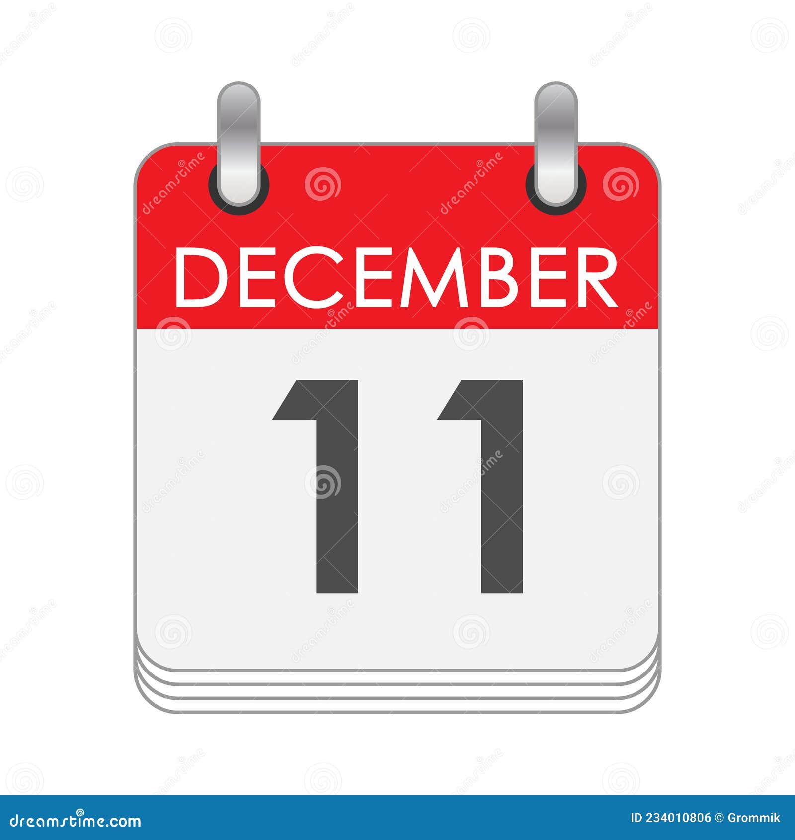 December 11. a Leaf of the Flip Calendar with the Date of December 11 ...