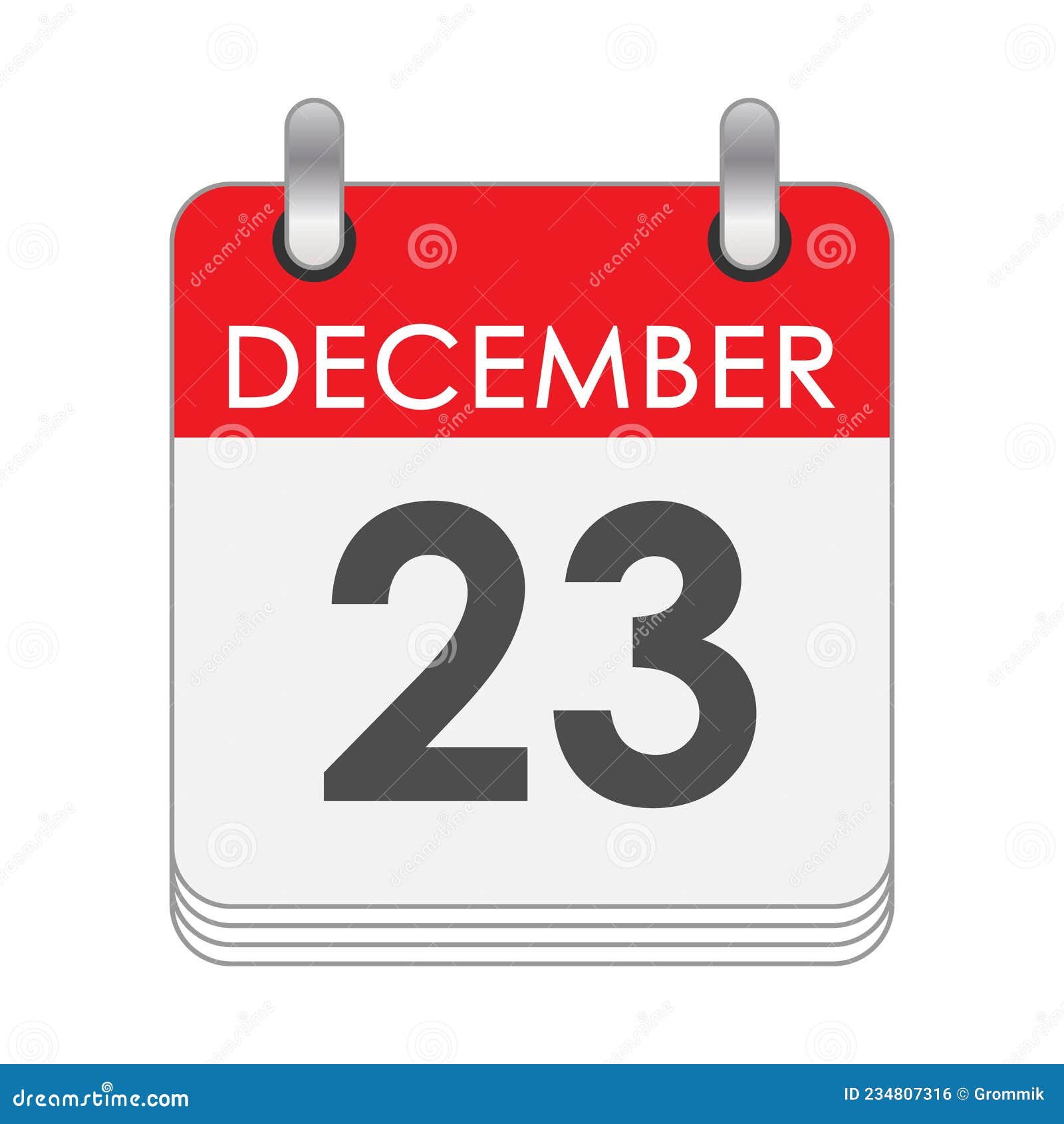 December 23. a Leaf of the Flip Calendar with the Date of December 23 ...