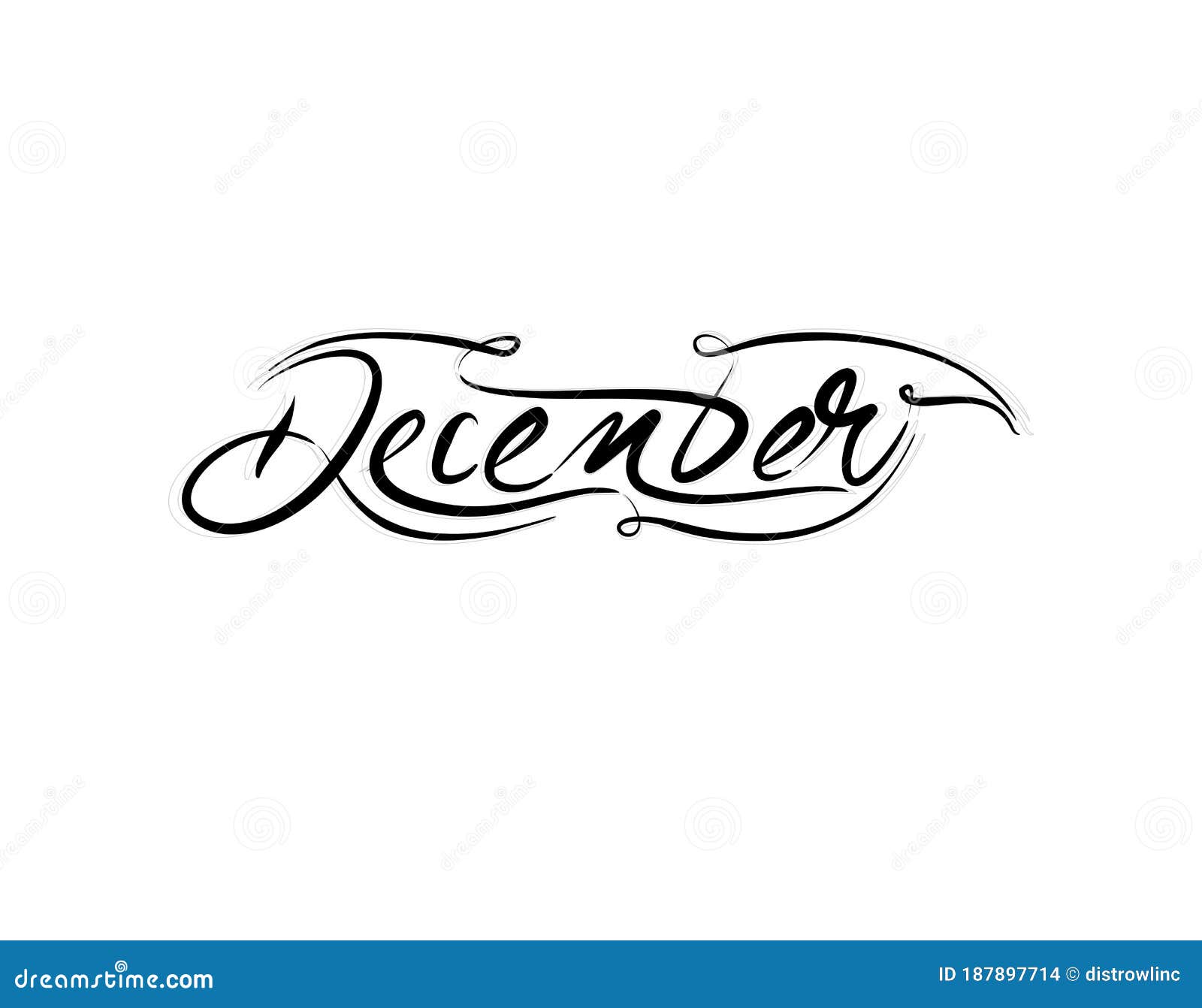 December Lettering Text on White Background in Vector Illustration ...