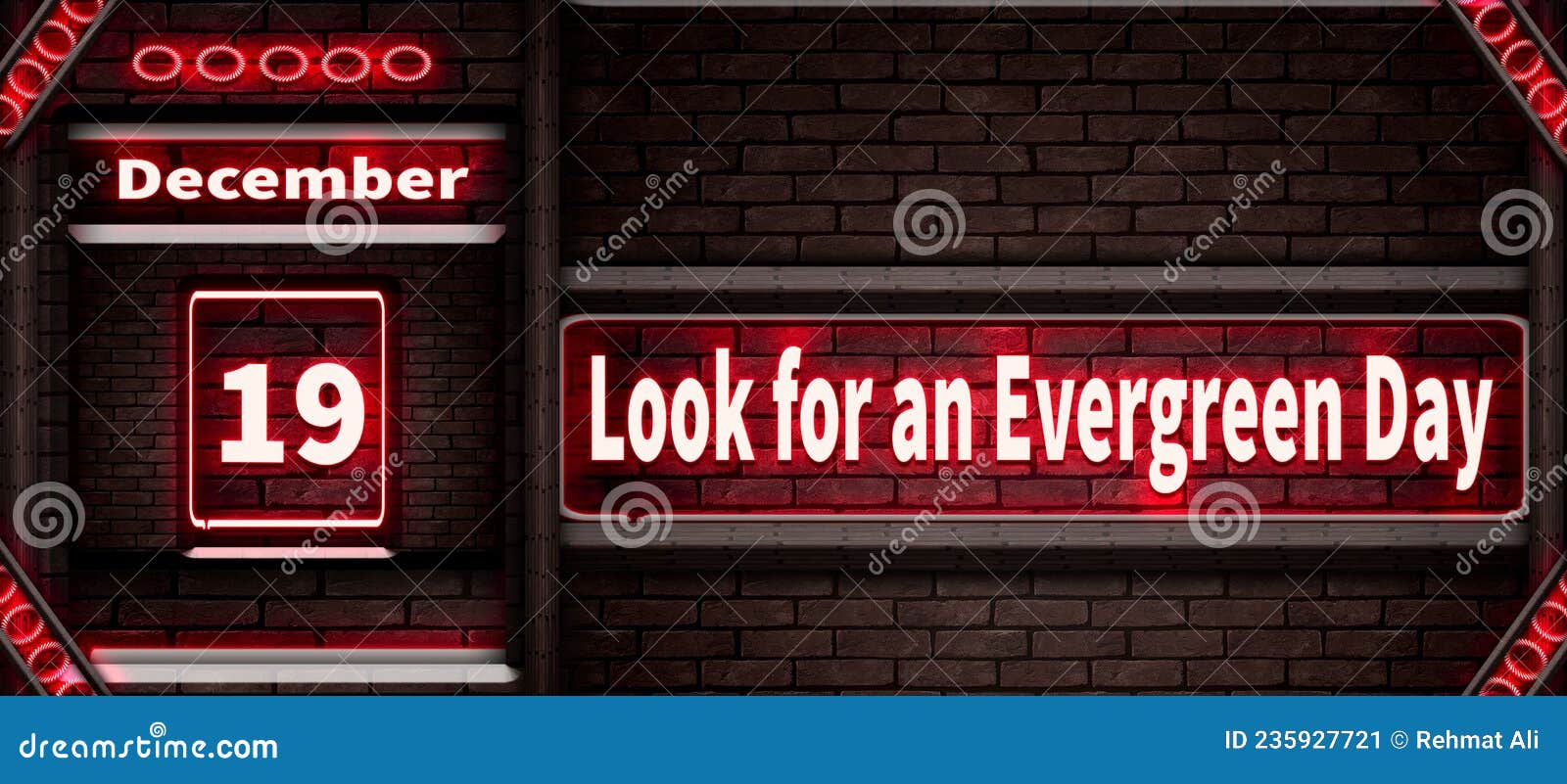 19 December, Look for an Evergreen Day, Neon Text Effect on Bricks ...