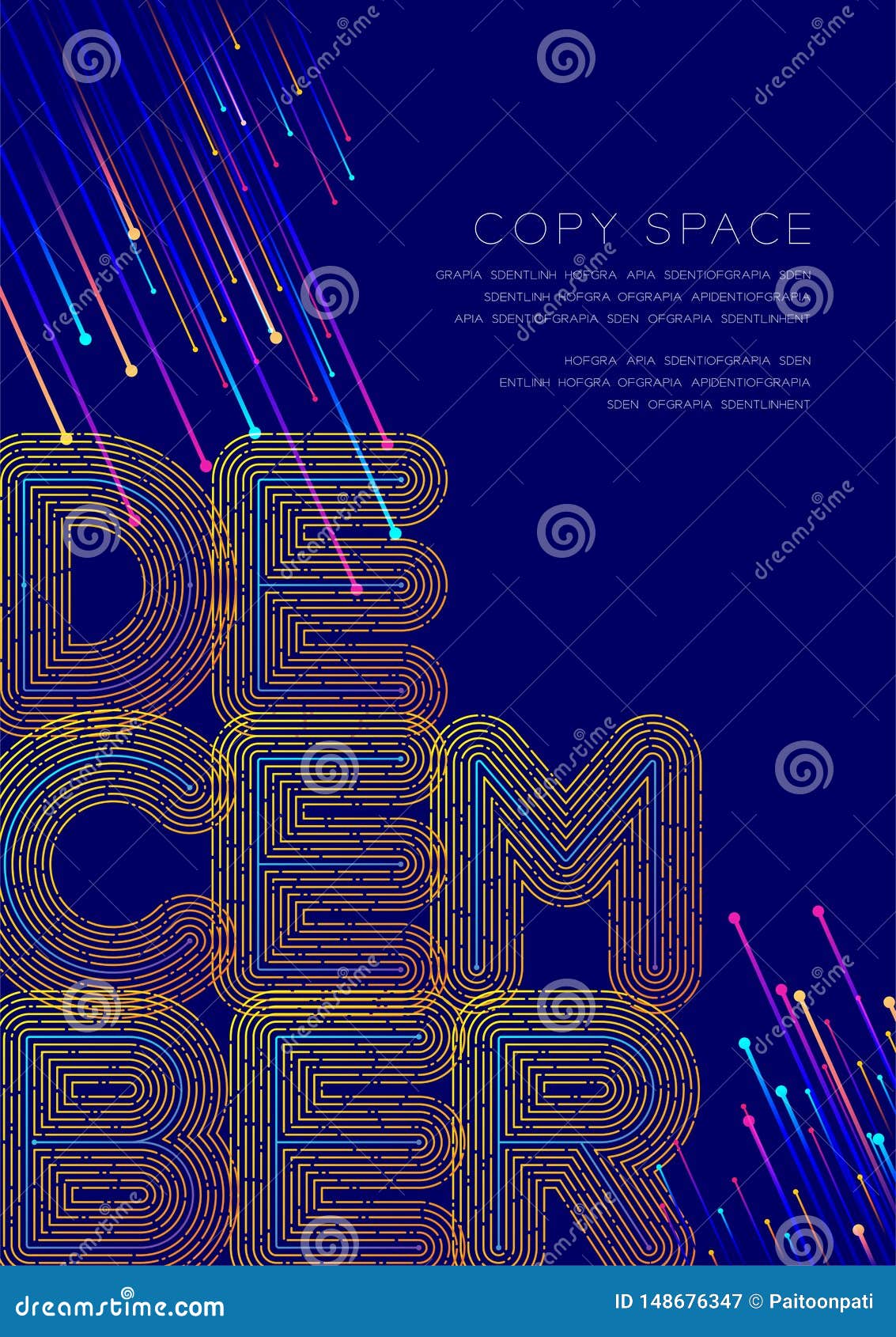 December Month Big Text Dot And Dash Line Pattern Layer Overlay, Poster ...