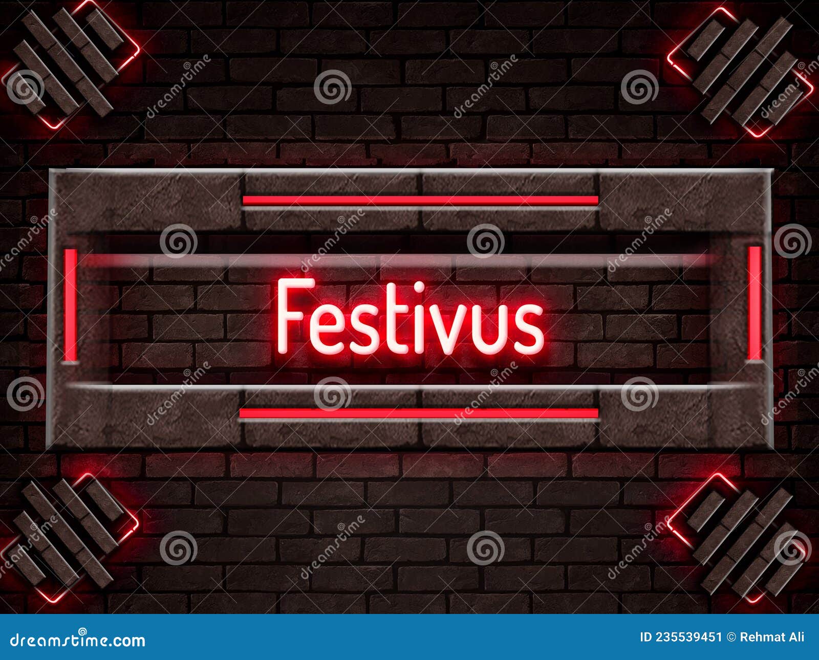 December Month , Festivus, Neon Text Effect on Bricks Background Stock ...