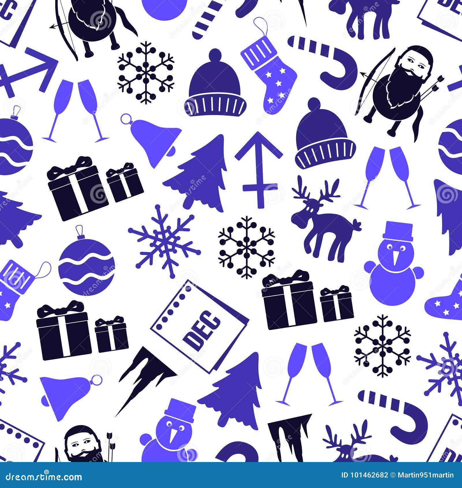 December Month Theme Set of Icons Seamless Pattern Eps10 Stock Vector ...
