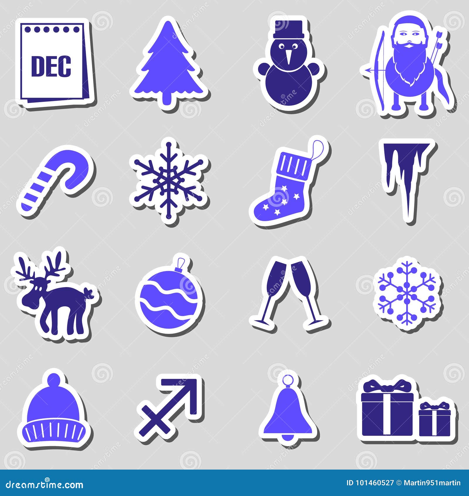December Month Theme Set of Simple Stickers Eps10 Stock Vector ...