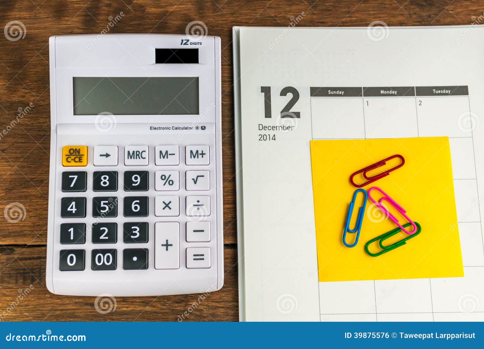 December Organizer with Calculator Stock Photo - Image of colorful ...