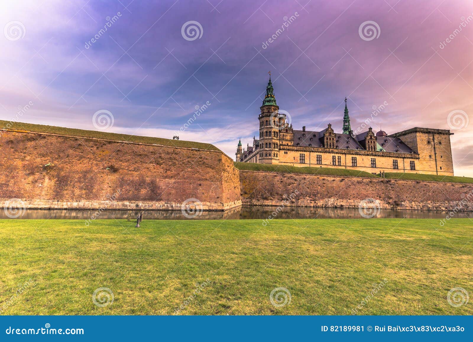 December 03, 2016: Panorama of the Moat of Kronborg Castle, Denmark ...