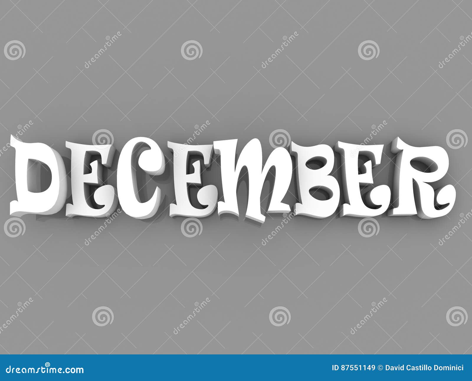 December Sign with Colour Black and White. 3d Paper Illustration Stock ...