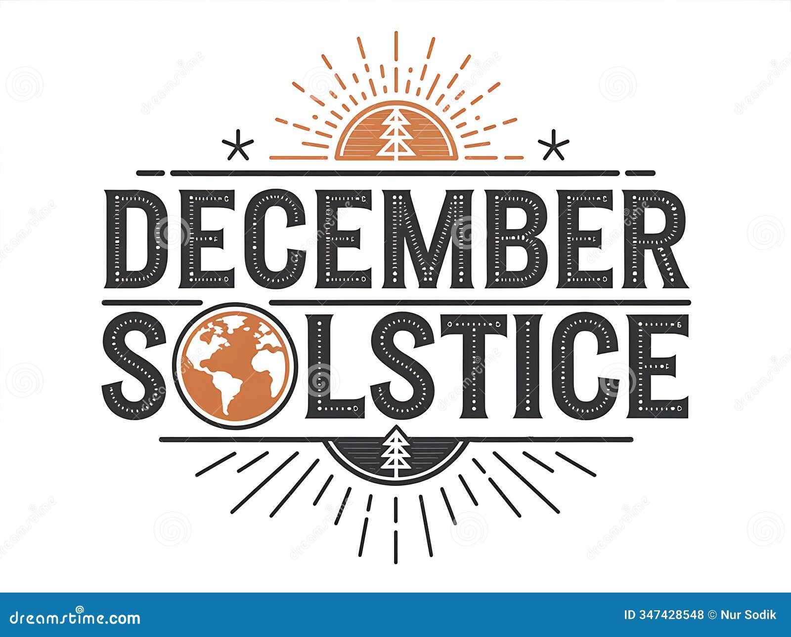 December Solstice Illustration with Sun, Earth, and Tree Design Stock ...