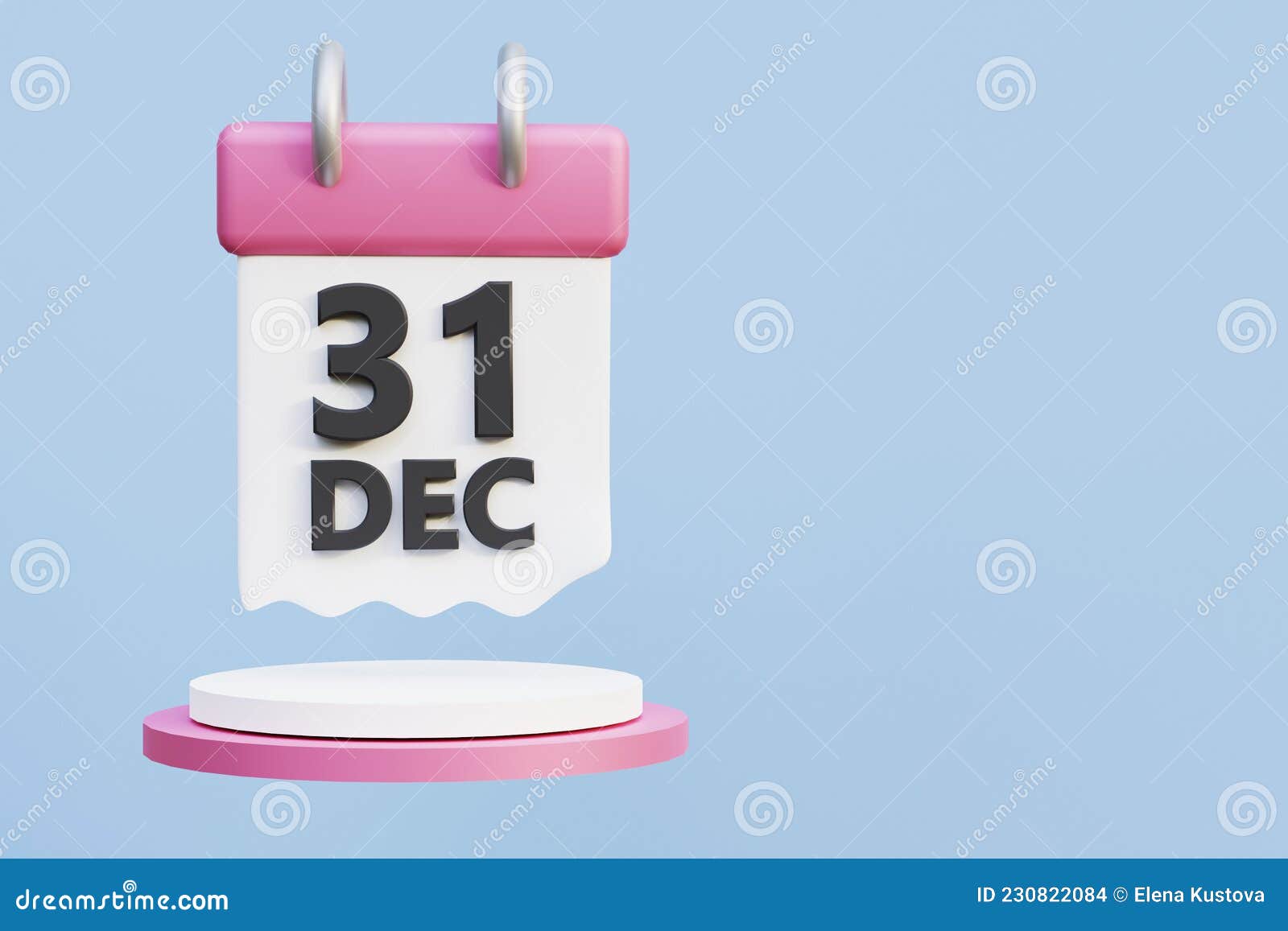 December 31st on a Calendar with Rings Soaring Above the Podium, 3d ...