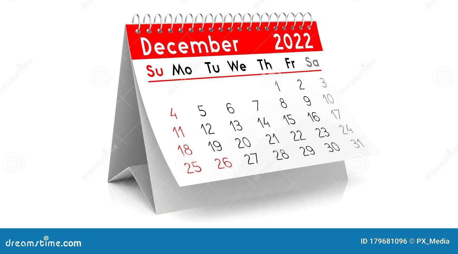 December 2022 - Table Calendar - 3D Illustration Stock Illustration ...