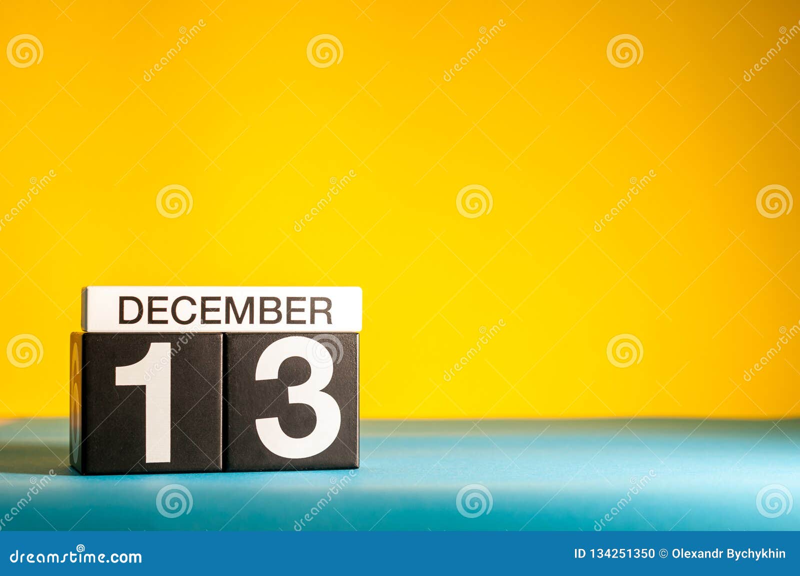 December 13th. Image 13 Day of December Month, Calendar on Yellow ...