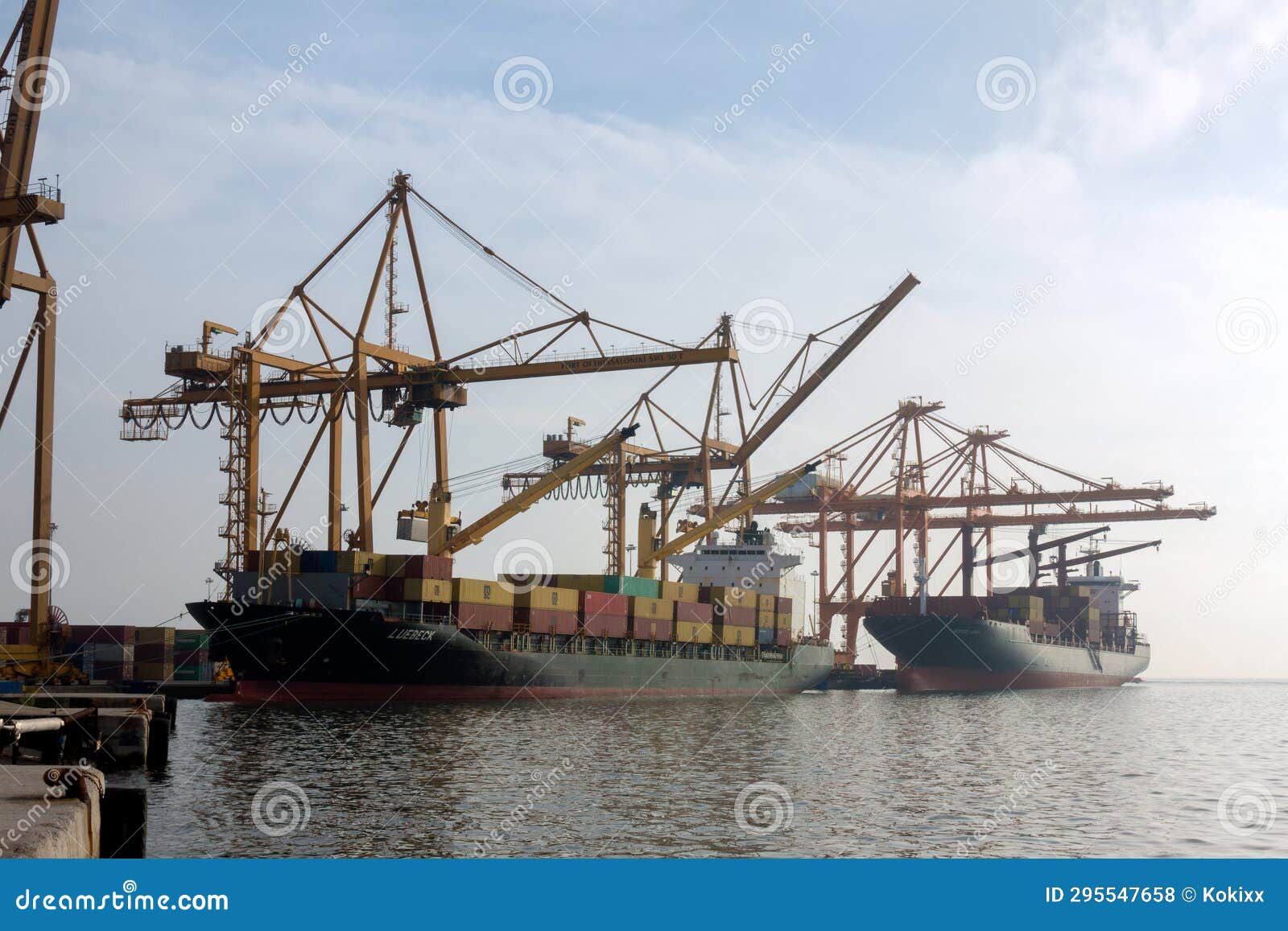 Unloading Of Cargo And Building Materials By Mobile Truck Crane At The ...
