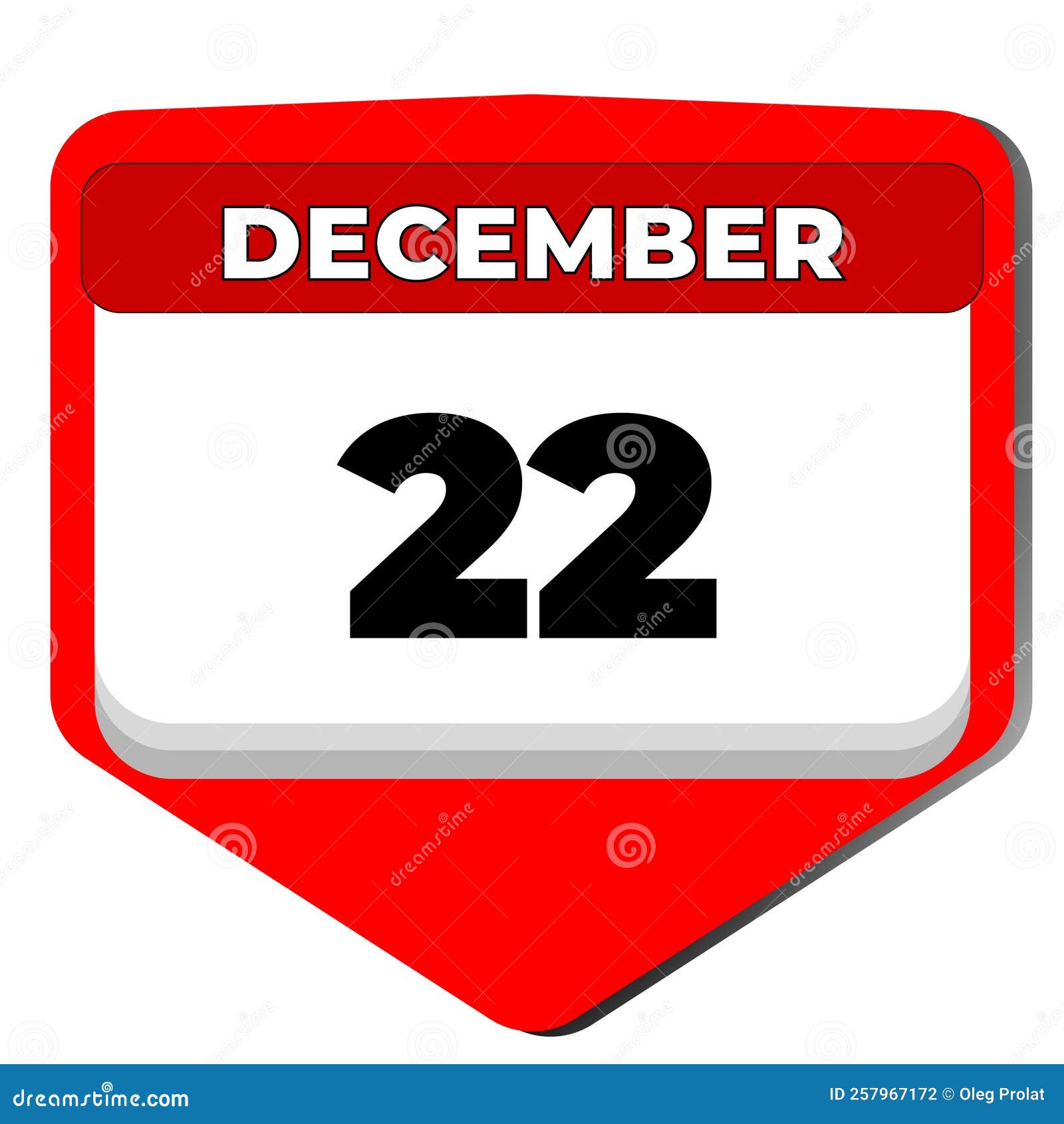 22 December Vector Icon Calendar Day. 22 Date of December. Twenty ...