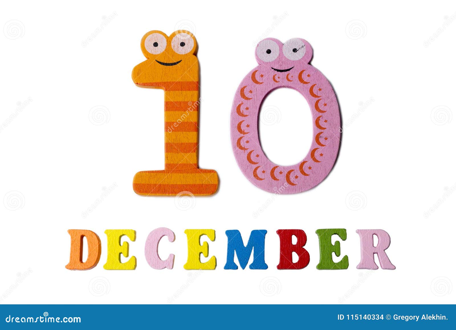December 10, on a White Background, Numbers and Letters. Stock Photo ...