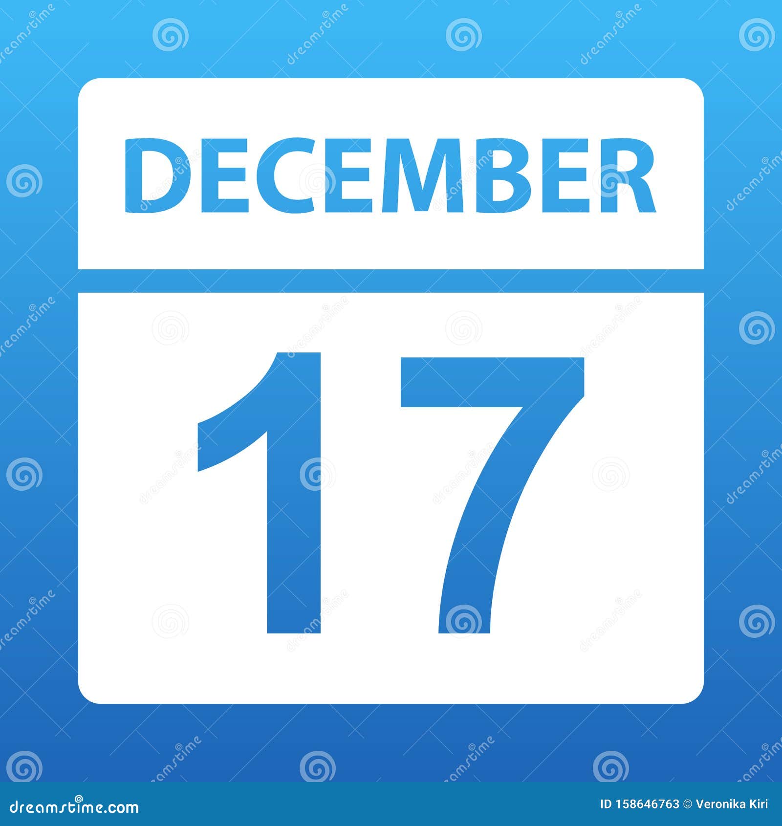 December 17. White Calendar on a Colored Background. Day on the ...