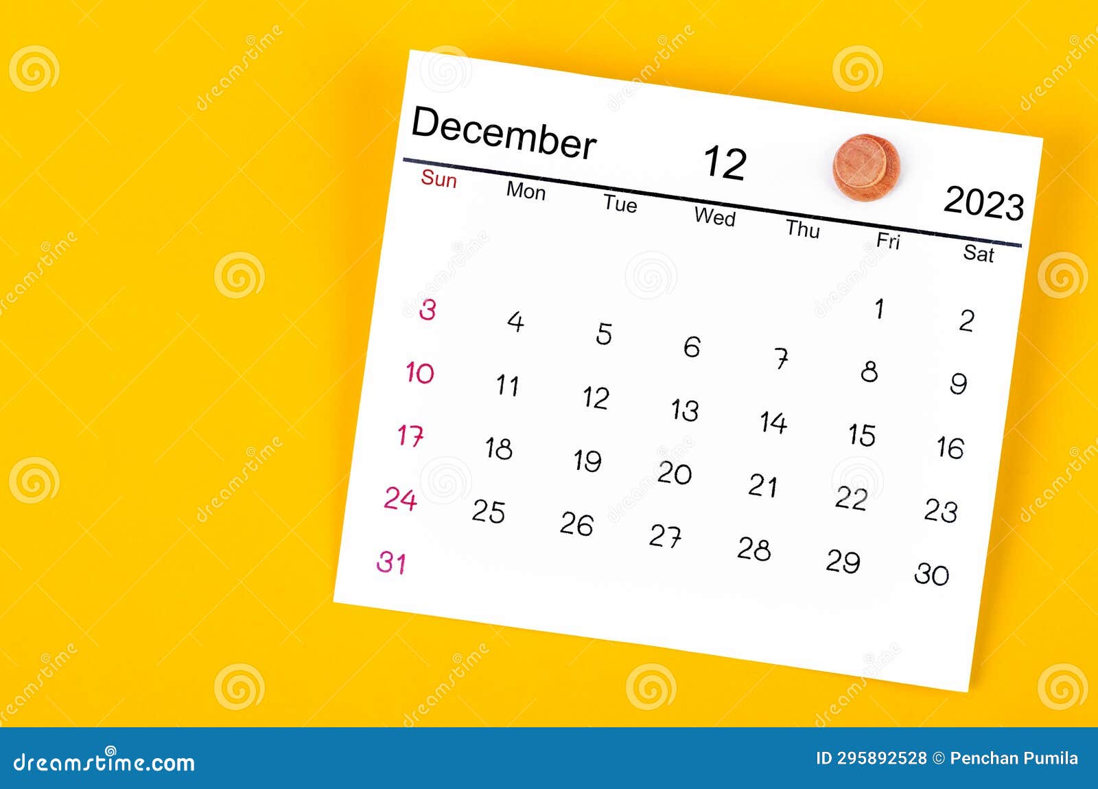 December 2023 and Wooden Push Pin Stock Photo - Image of supply, 2023: ...