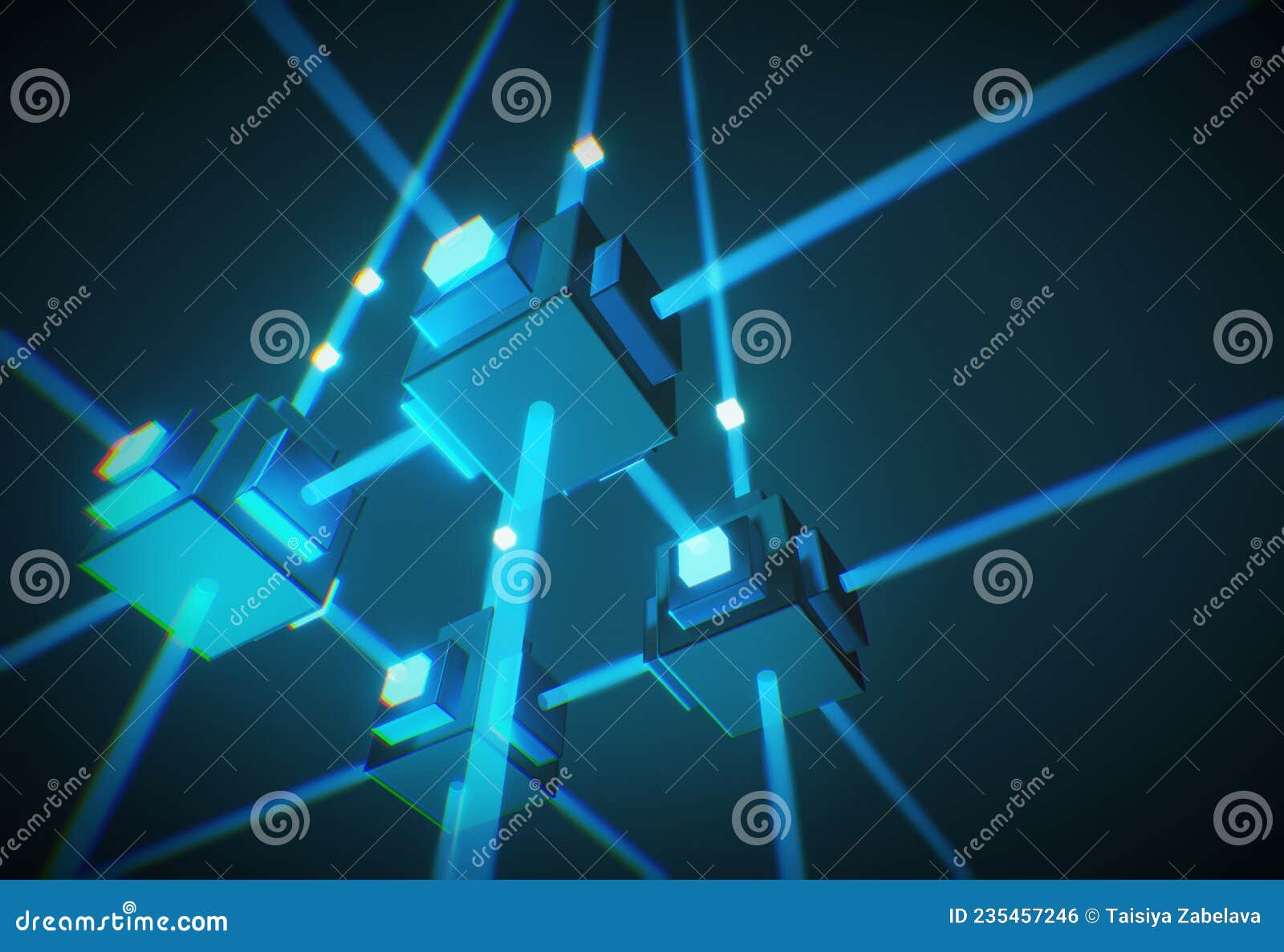 Decentralized Blockchain Network in 3d, Bottom View Stock Illustration ...