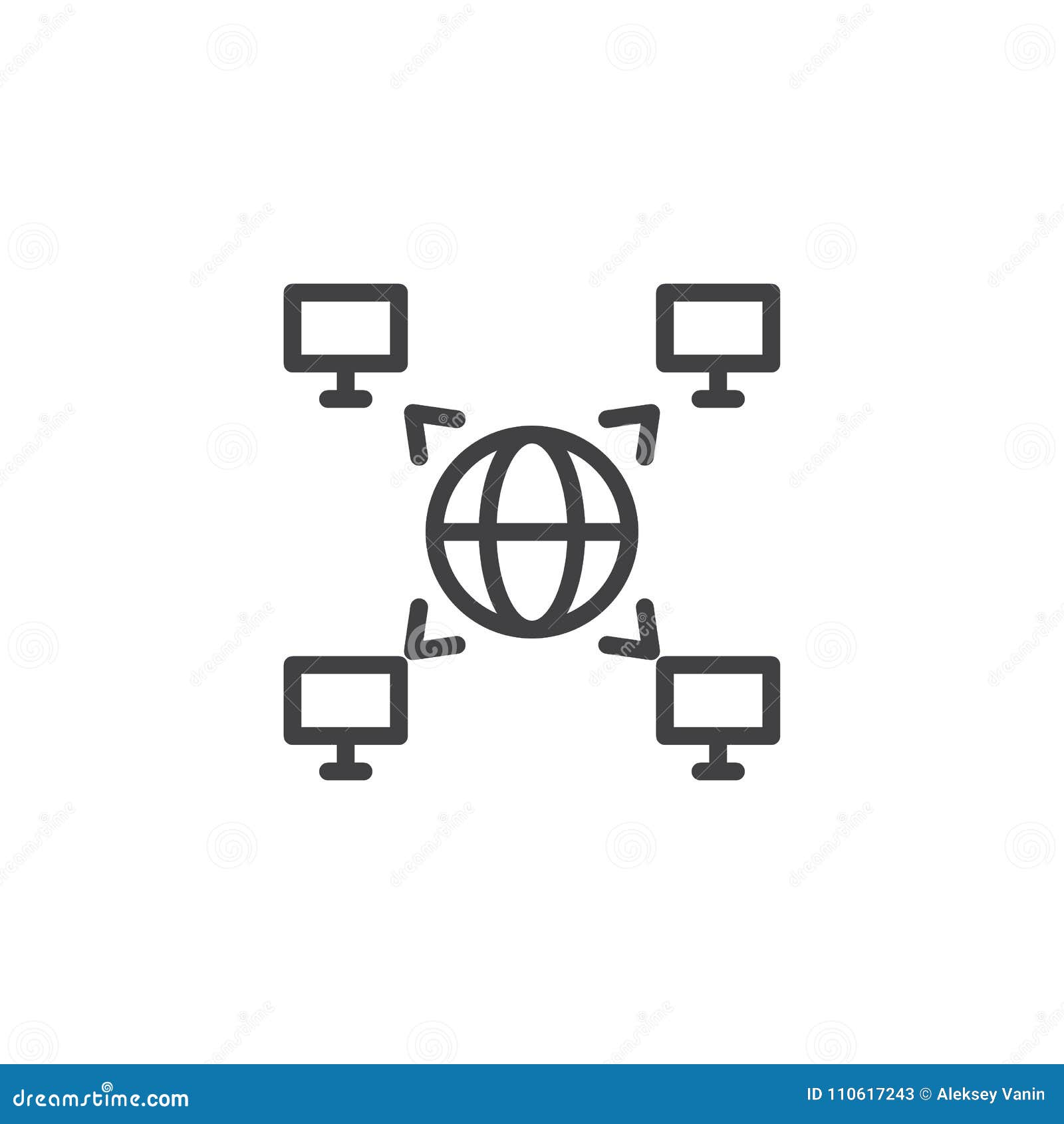 Decentralized Database Outline Icon Cartoon Vector | CartoonDealer.com ...