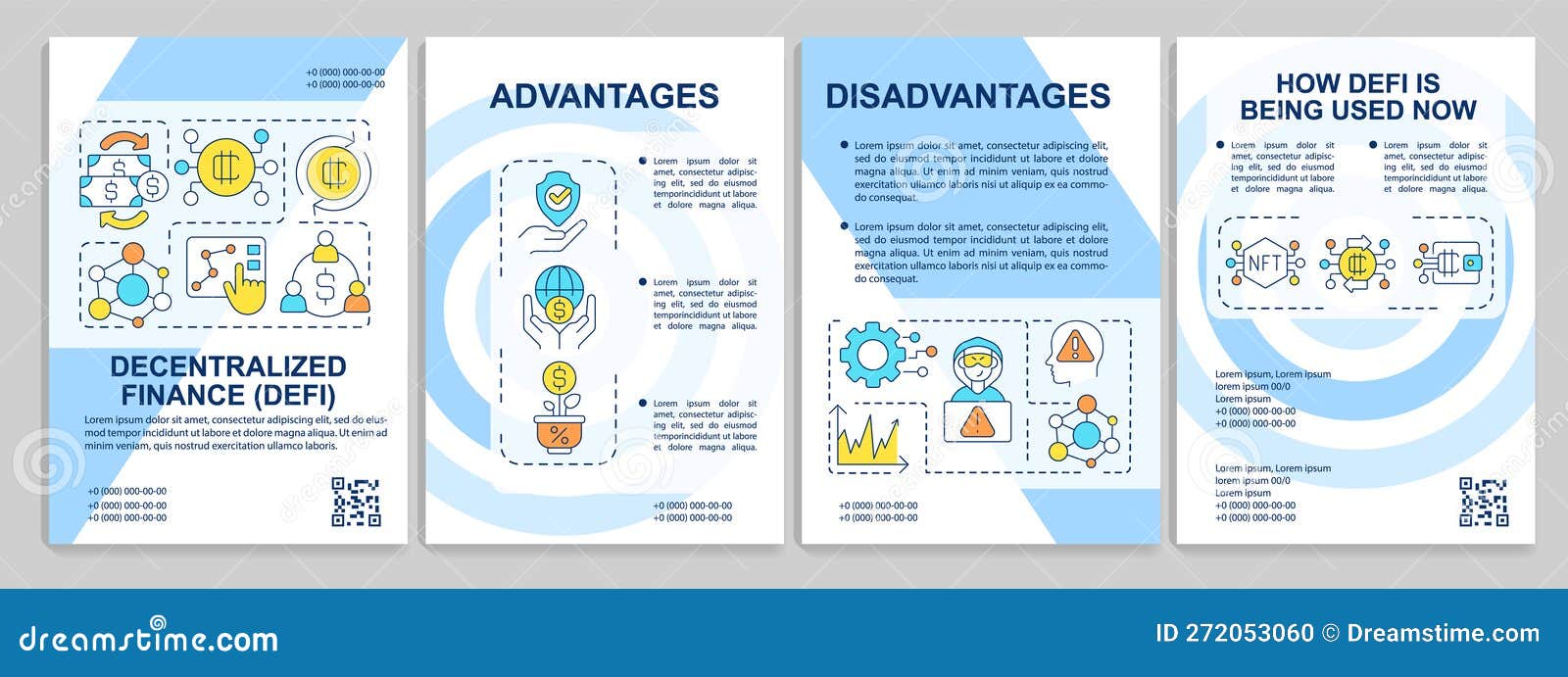 Decentralized Finance Blue Brochure Template Stock Vector ...