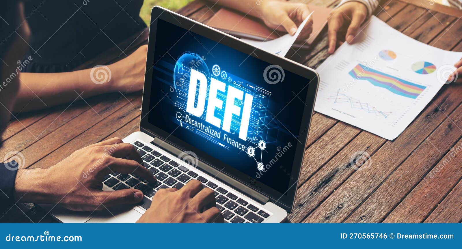 Decentralized Finance or DeFi Concept on Modish Computer Screen Stock Photo - Image of ...