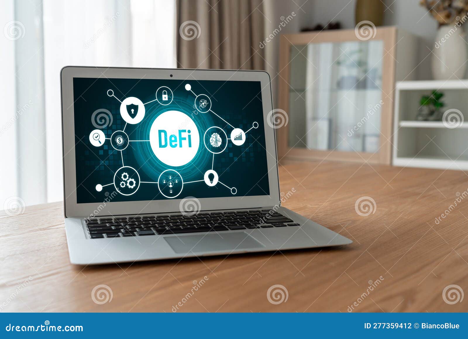 Decentralized Finance or DeFi Concept on Modish Computer Screen Stock ...