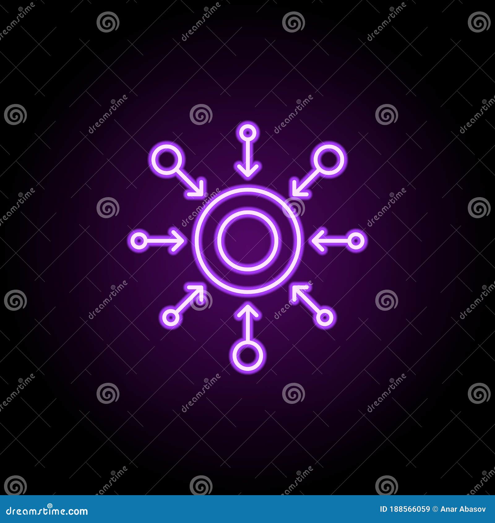 Decentralized Icon. Elements of Bitcoin Blockchain in Neon Style Icons ...
