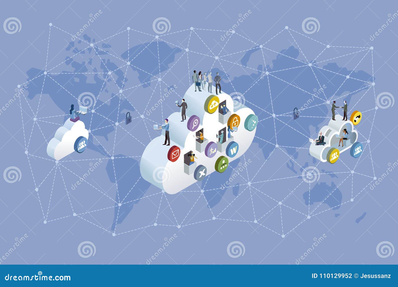 Decentralized Network and Cloud Computing Stock Illustration ... Decentralized Network and Cloud Computing Stock Illustration ...