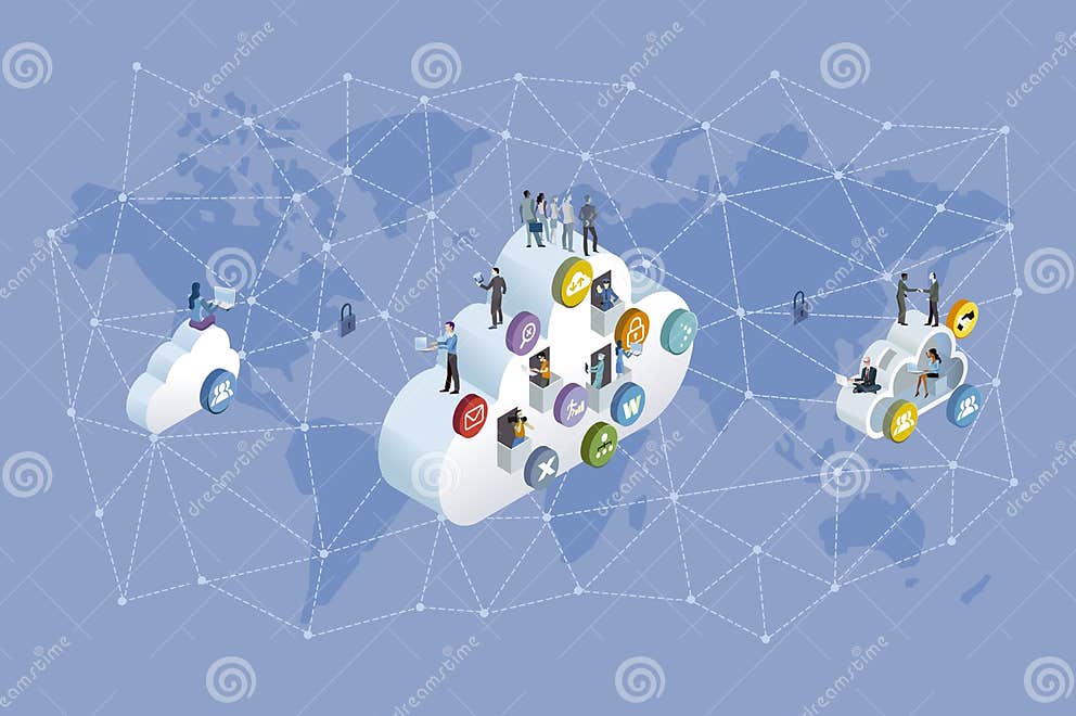 Decentralized Network and Cloud Computing Stock Illustration ...