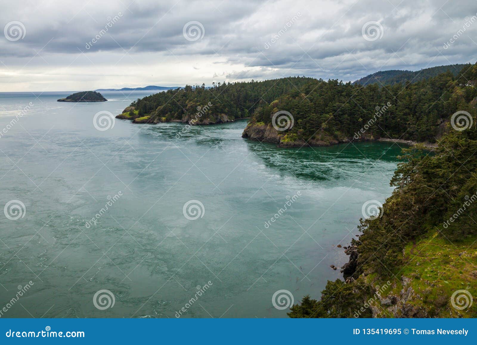 Deception Pass in Washington State Stock Image - Image of sound, clouds ...