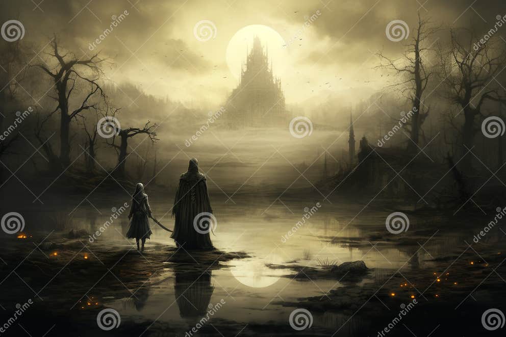 Deceptive Reflection Two Figures in Grey Shades with a Mirrored ...