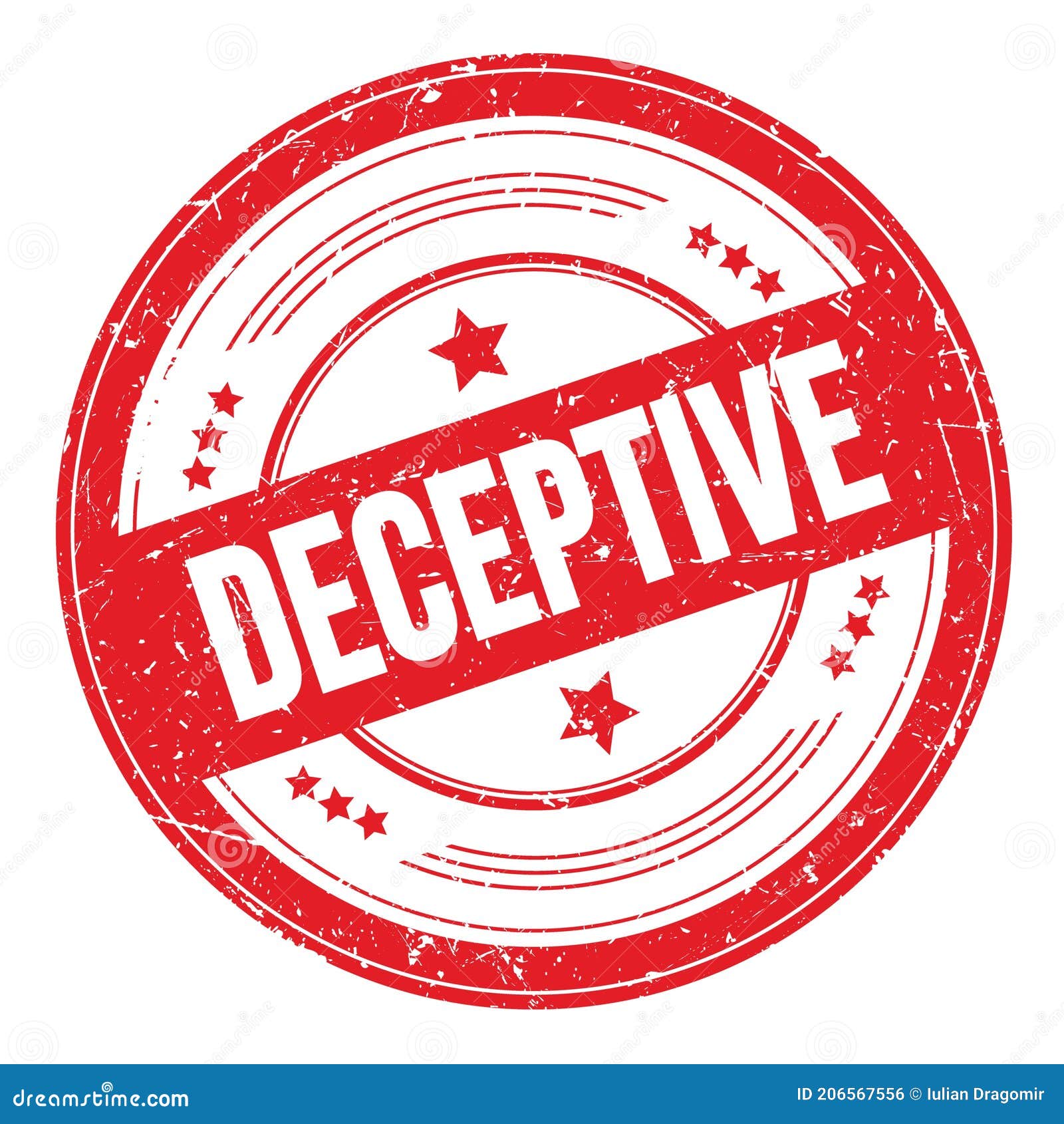DECEPTIVE Text on Red Round Grungy Stamp Stock Illustration ...