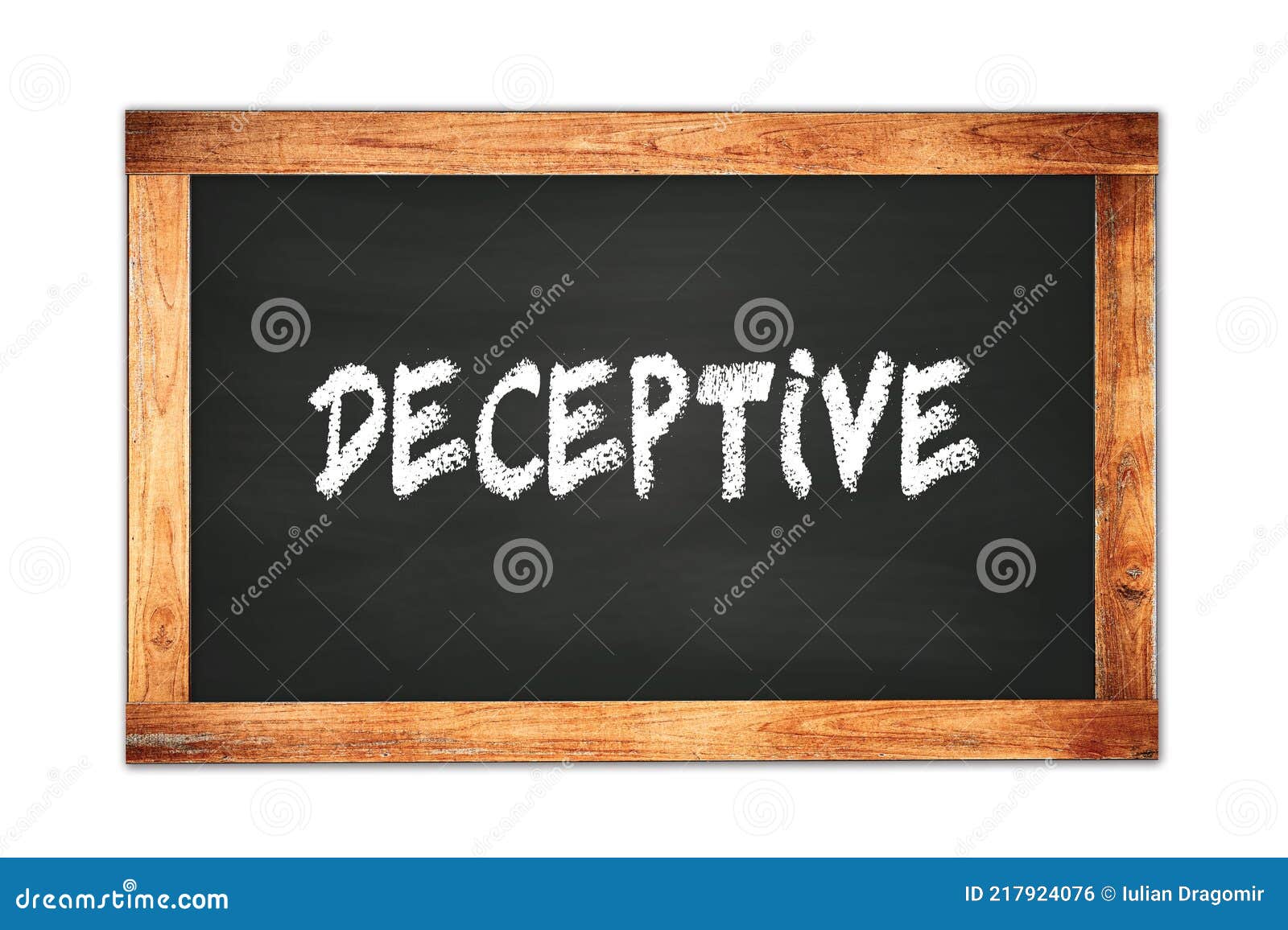 DECEPTIVE Text Written on Wooden Frame School Blackboard Stock Photo ...
