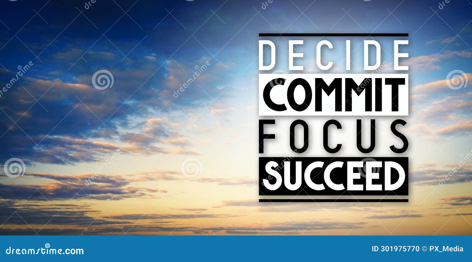 Decide, Commit, Focus, Succeed - Inspirational Quote Stock Photo ...