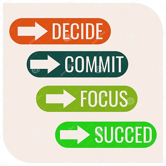Decide, Commit, Focus, Success Logo Stock Vector - Illustration of mark, motivation: 214965280