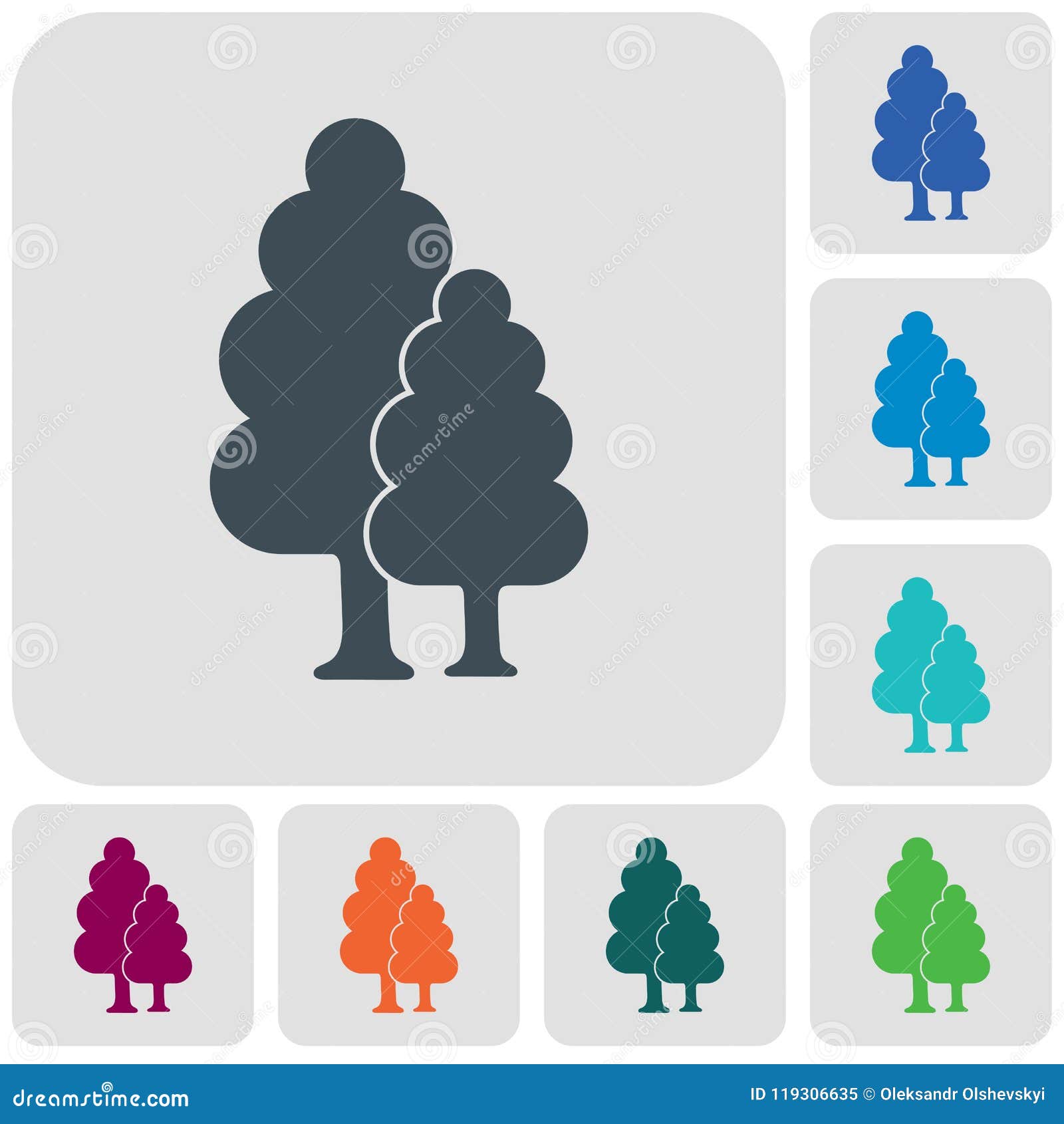 Deciduous forest icon stock vector. Illustration of environment - 119306635