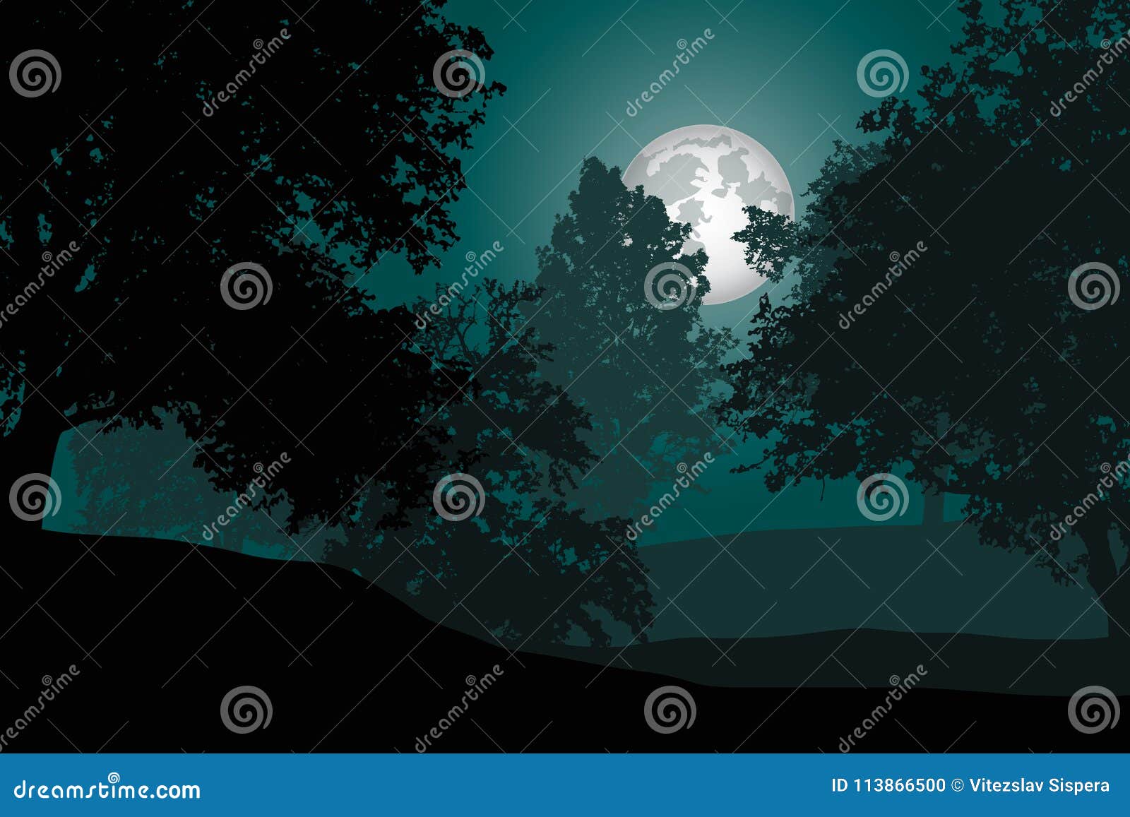 Deciduous Forest Trees Silhouette Set Cartoon Vector | CartoonDealer ...