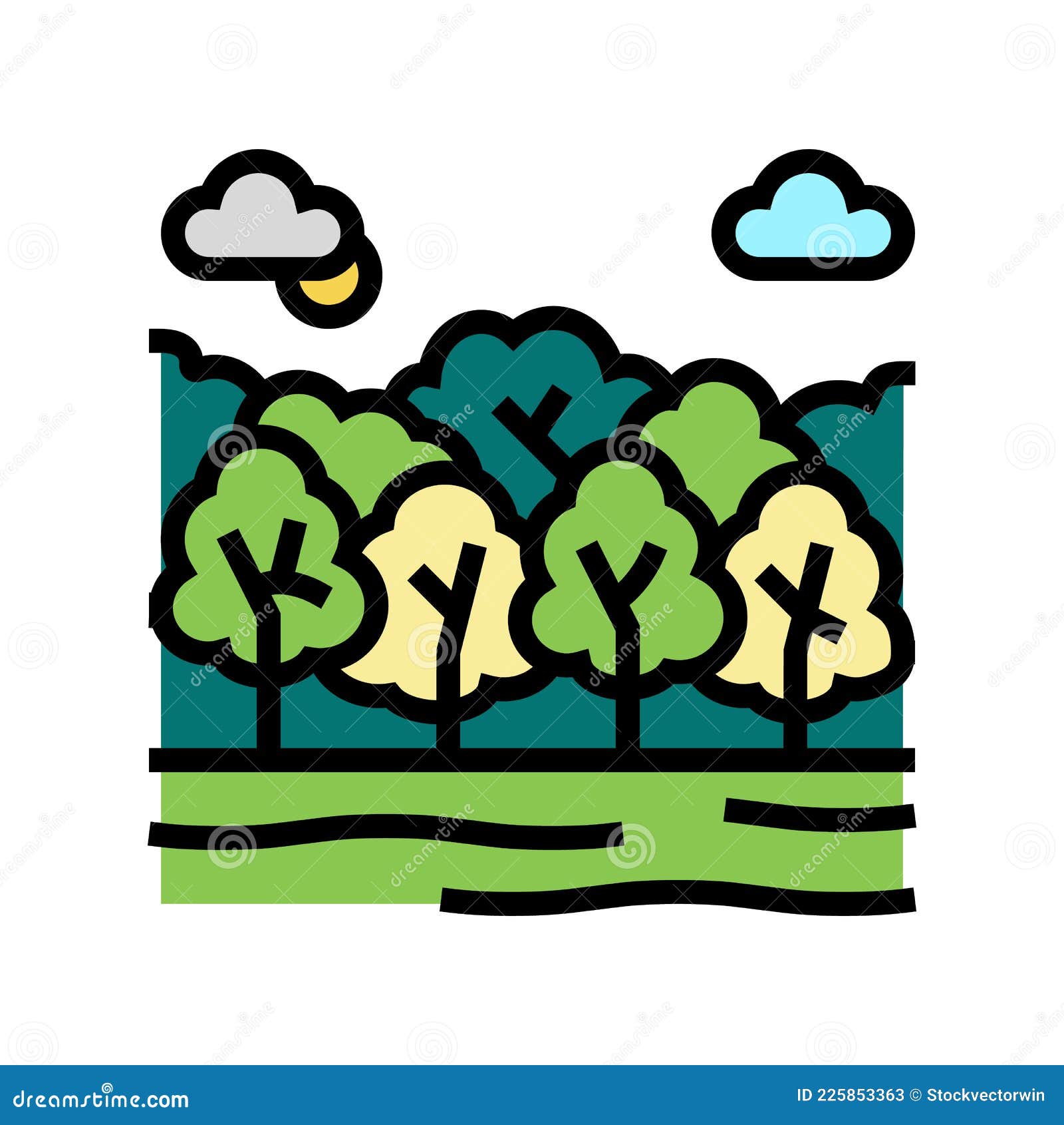 Deciduous Forests Color Icon Vector Illustration Stock Vector ...