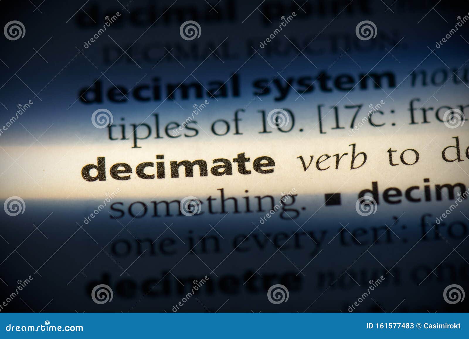 Decimate stock image. Image of closeup, etymology, focus - 161577483