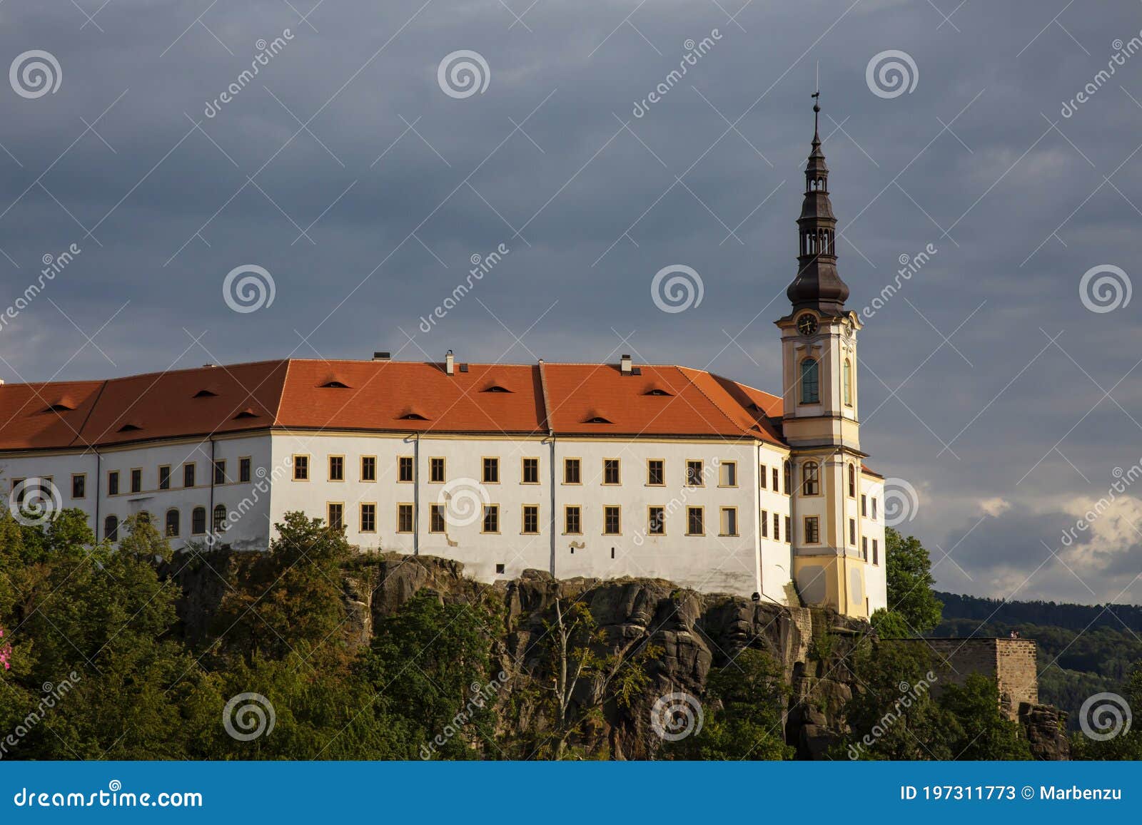 Decin Castle with Dramatic Sky Stock Image - Image of castle, sunny ...